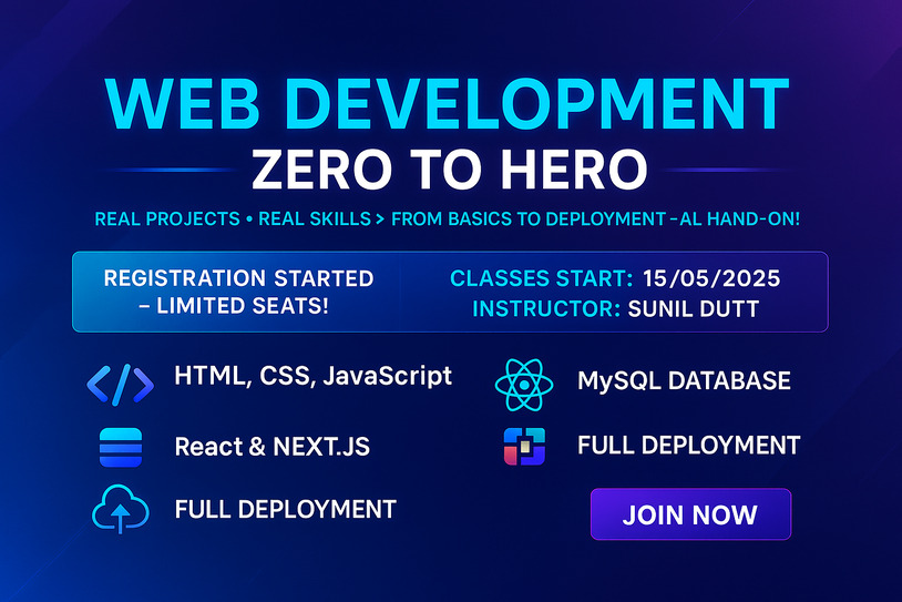 Web Development Course: Zero to Hero | HTML, CSS, JavaScript, React, N